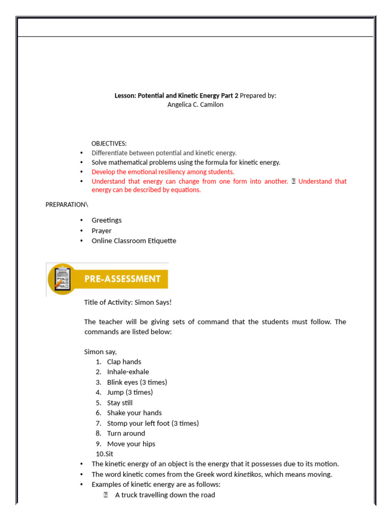 Lp Kinetic Energy.docx | PDF