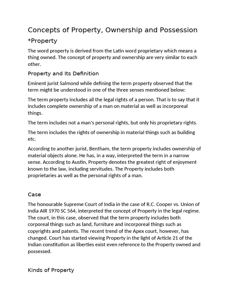 Understanding Property and Ownership Concepts | PDF | Property ...