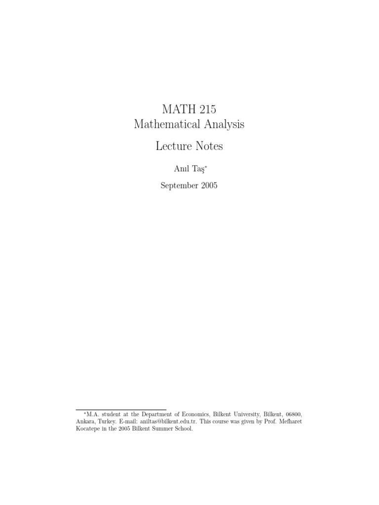 Mathematical Analysis Lecture Notes | PDF | Mathematical Analysis | Space