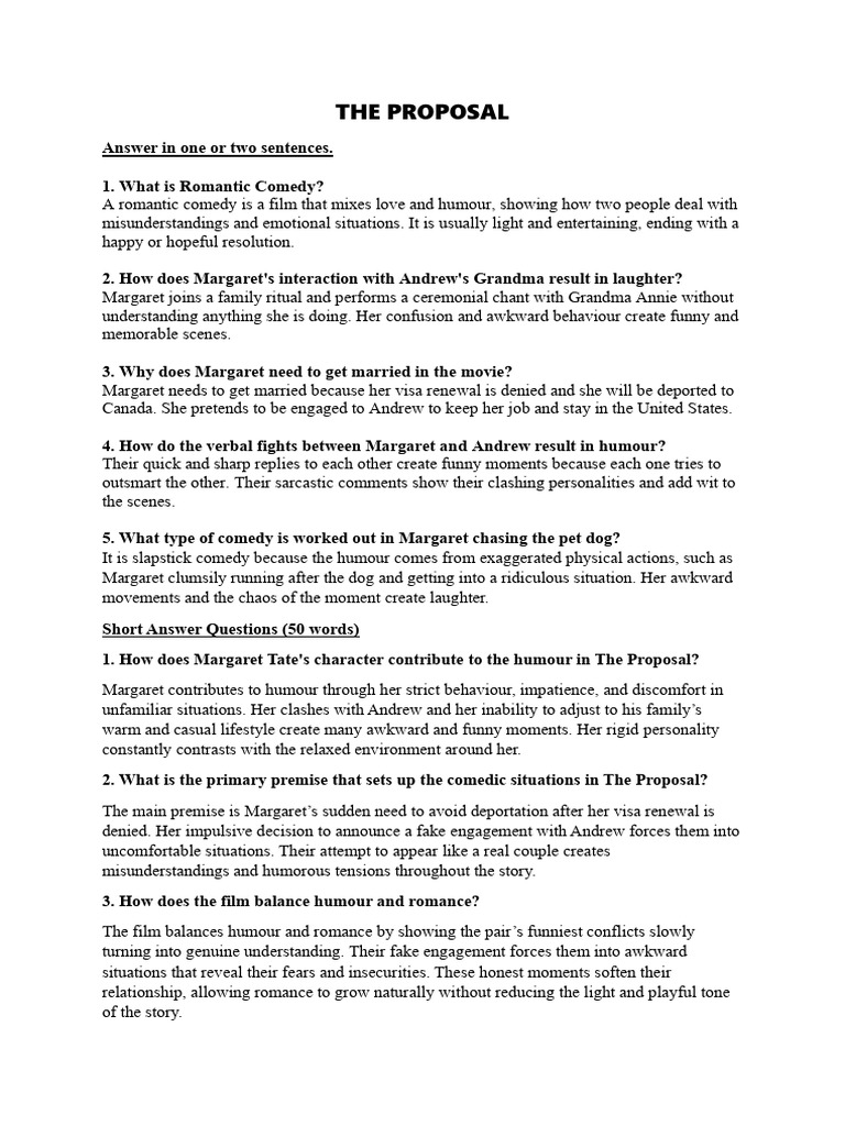 THE PROPOSAL | PDF | Humour | Comedy