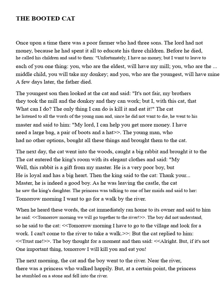 The Cat with Boots | PDF | European Legendary Creatures | Traditional ...