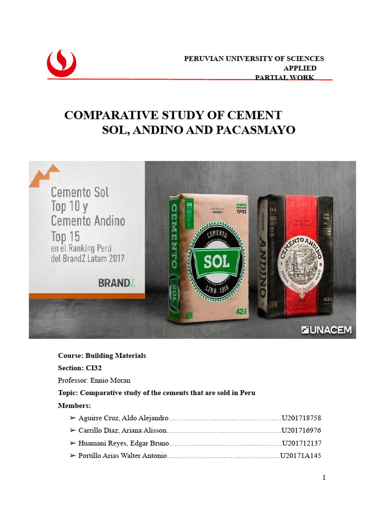 Comparative Study of Sol Cement and Andino Cement Final | PDF | Cement ...