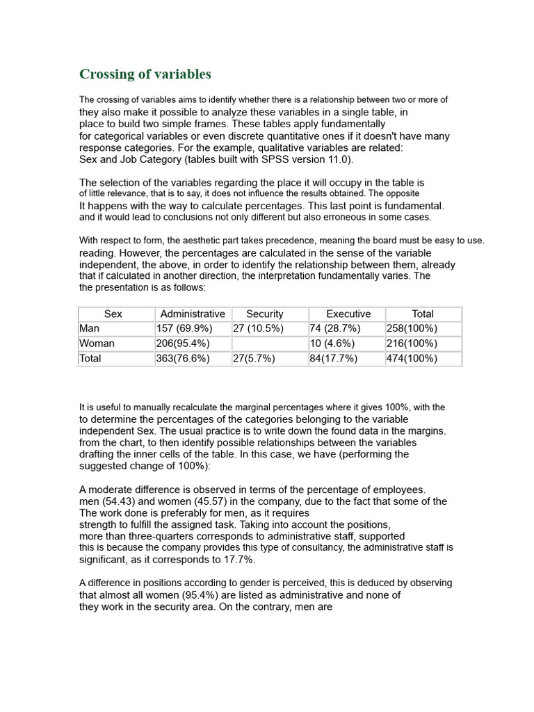 Crossing variables.docx | PDF | Categorical Variable | Statistics