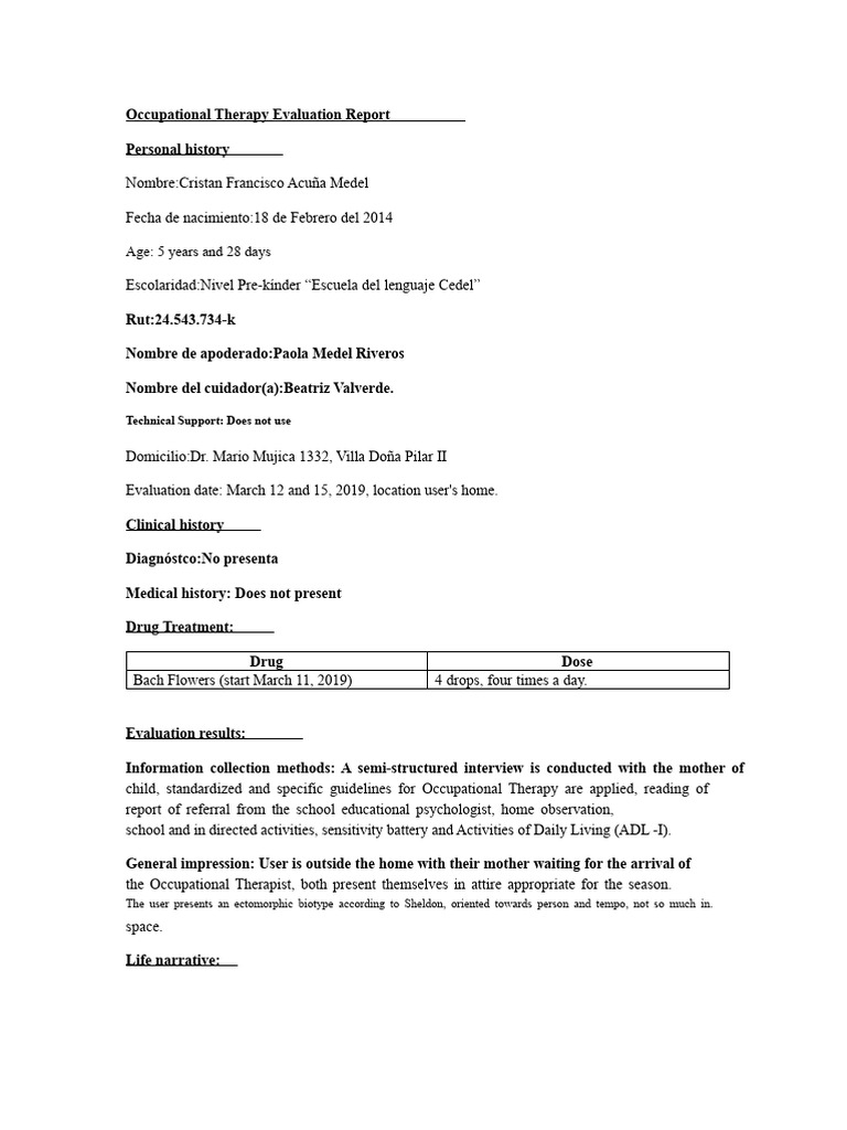 Occupational Therapy Evaluation for Child | PDF | Attention | Impulsivity