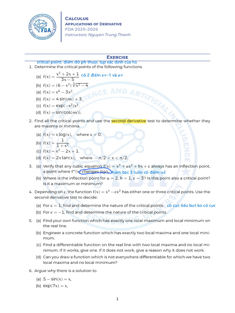 Critical Points and Extrema in Calculus | PDF | Mathematics Of ...