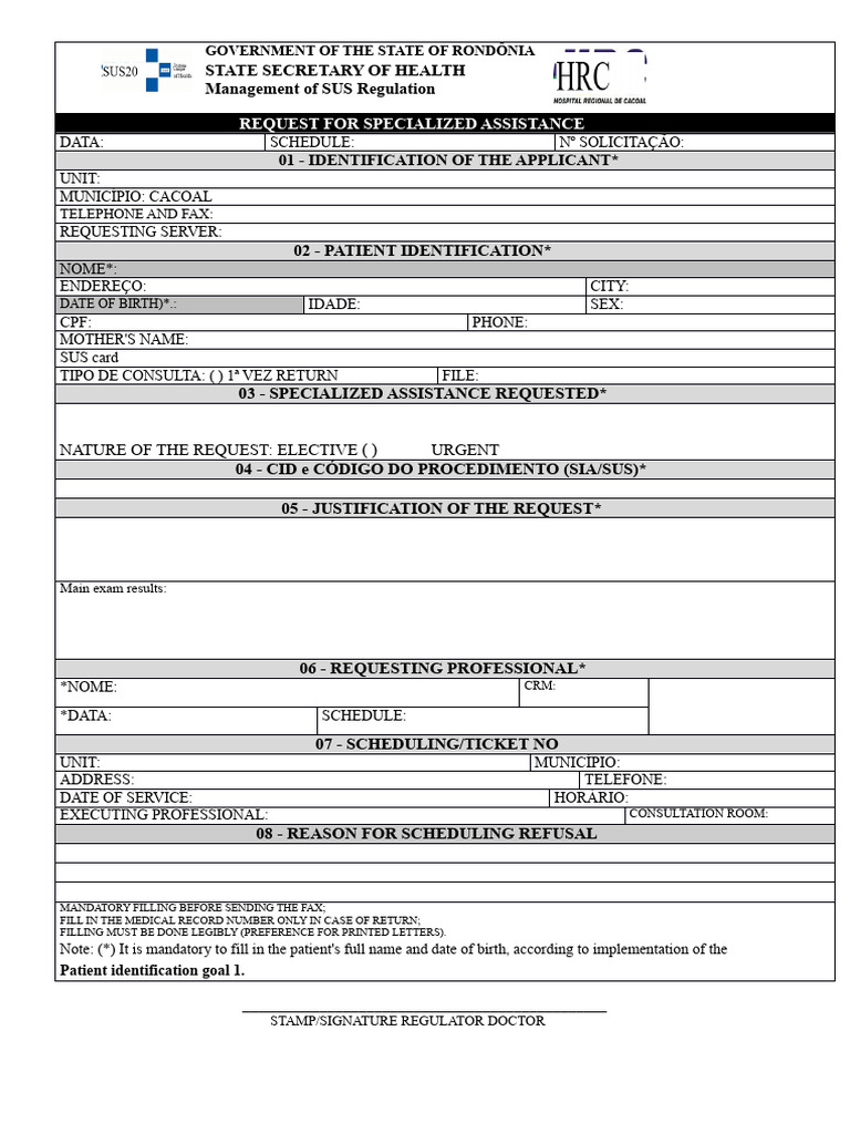 SUS Specialized Assistance Request Form | PDF