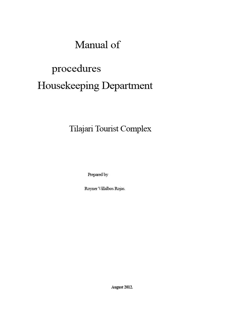 Housekeeping Procedures Manual | PDF | Housekeeping | Bed