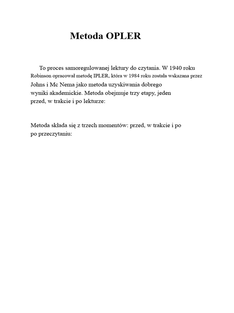 Metoda OPLER Wysłać | PDF