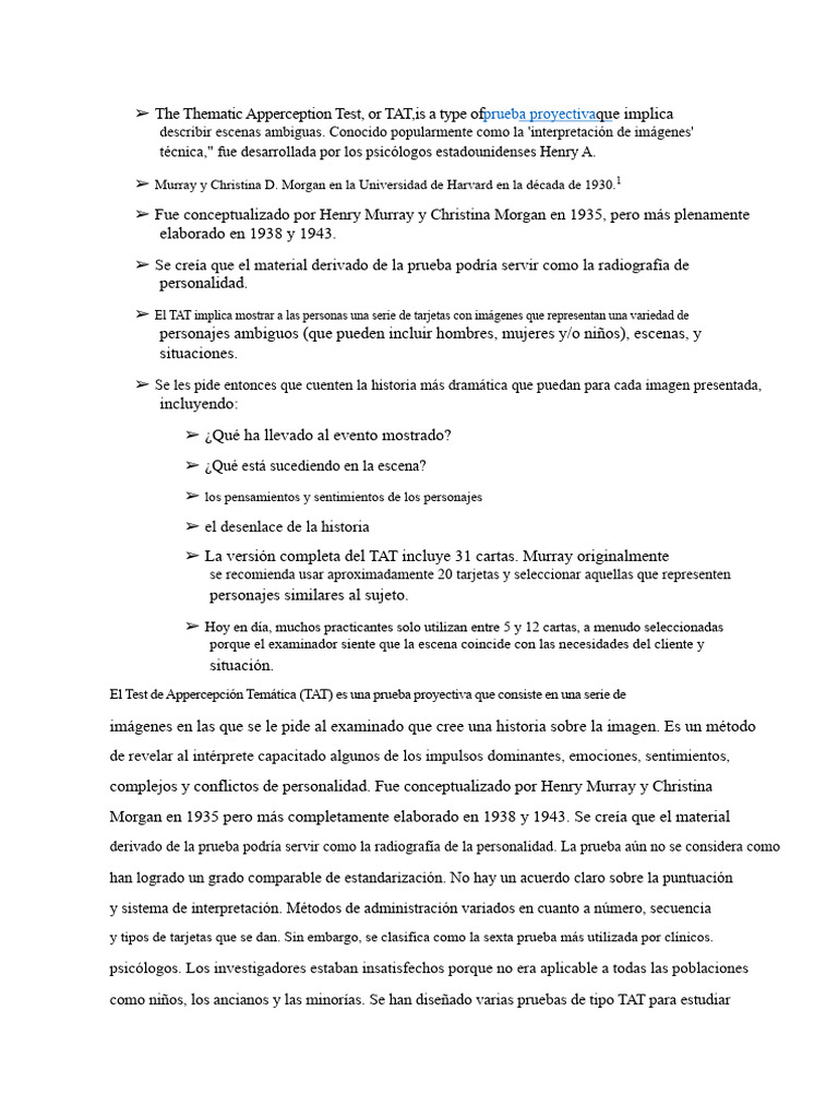 El Test de Apercepción Temática | PDF | Las emociones | Sicología