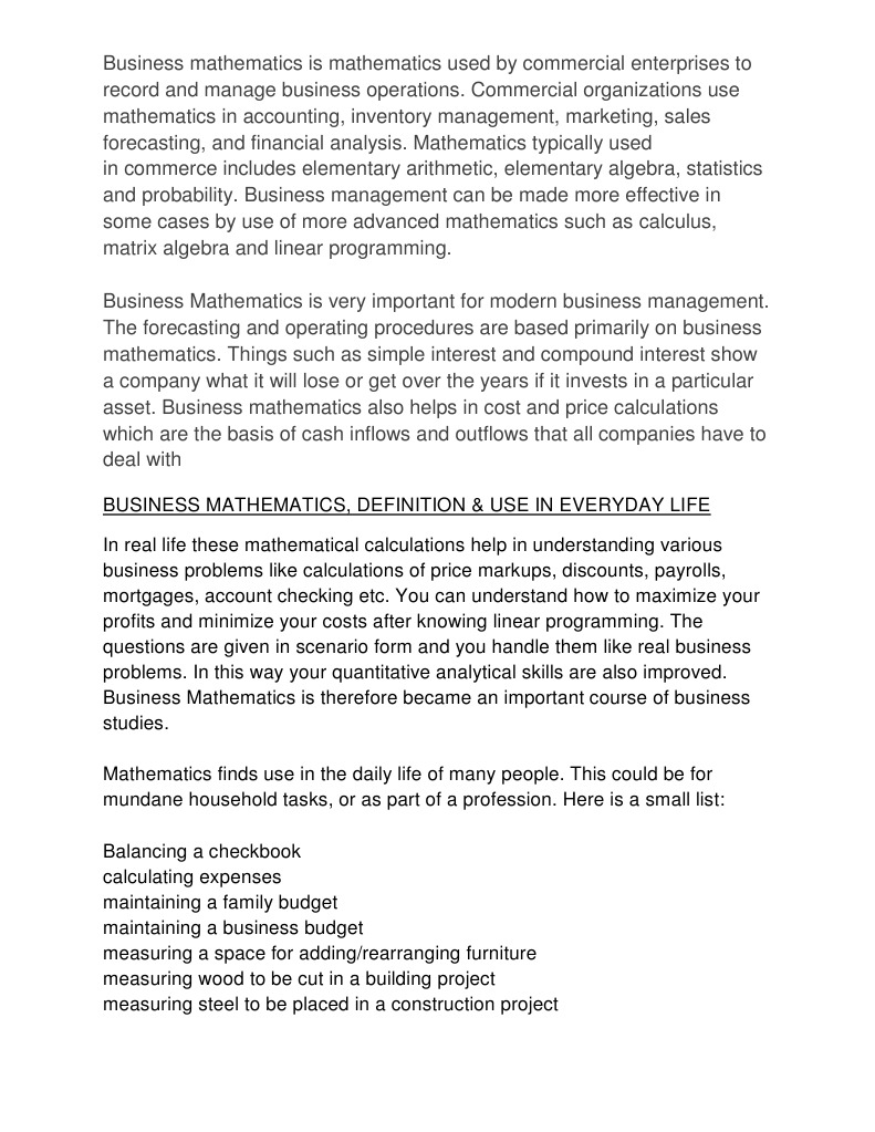Understanding Business Mathematics Essentials | PDF | Discounts And ...
