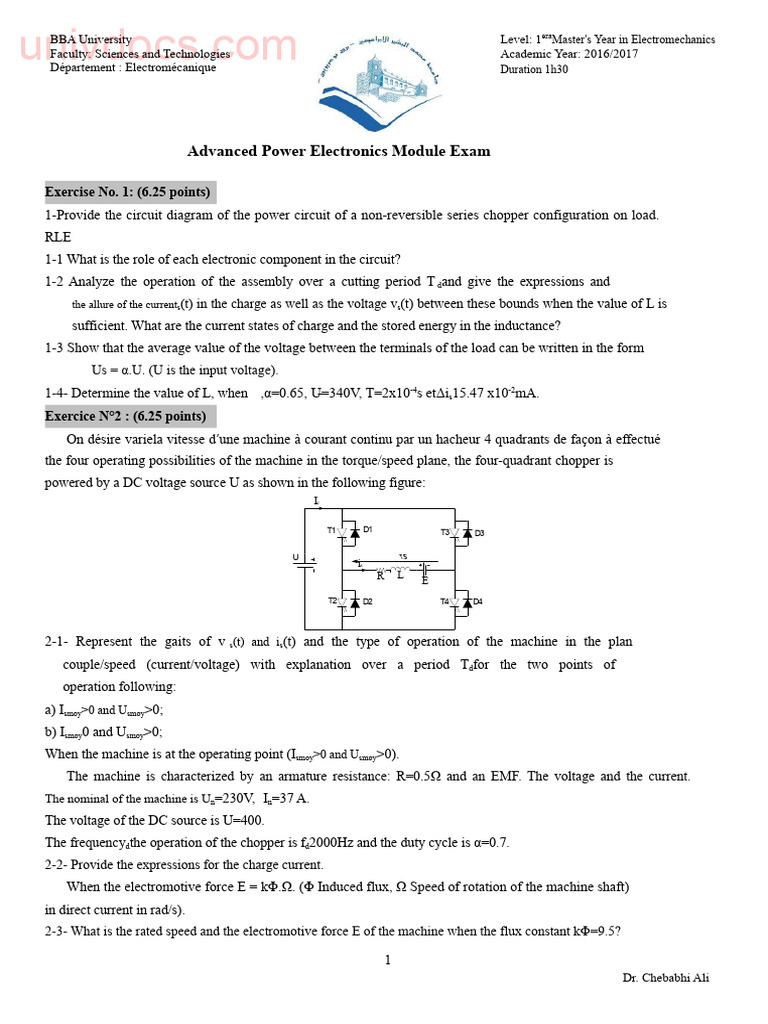 Correction of The Exam - Advanced Power Electronics Module | PDF | Power Inverter | Power ...