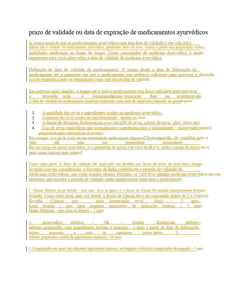 Validade de Medicamentos Ayurvédicos | PDF | Ayurveda