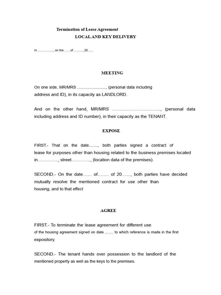 Finalization Document of Lease Agreement for Premises and Handover of ...