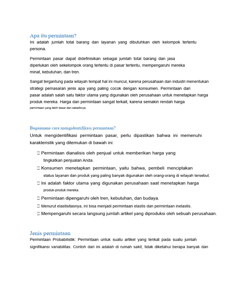 Memahami Permintaan Pasar dan Jenisnya | PDF