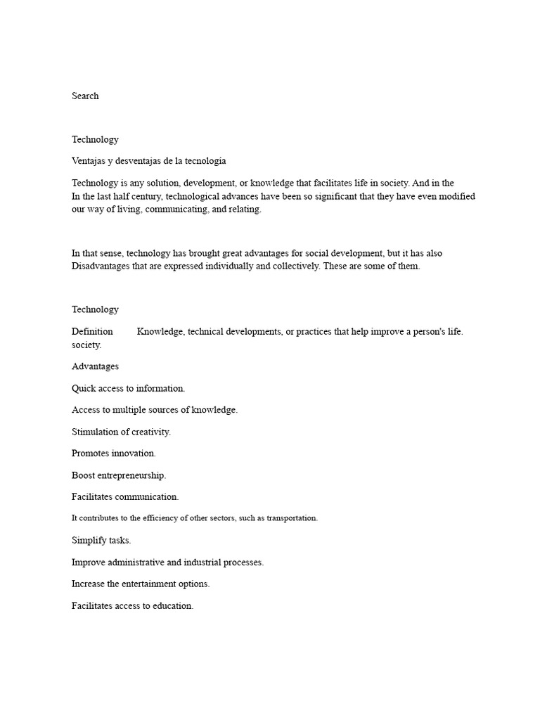 ADVANTAGES AND DISADVANTAGES OF TECHNOLOGICAL CULTURE | PDF ...