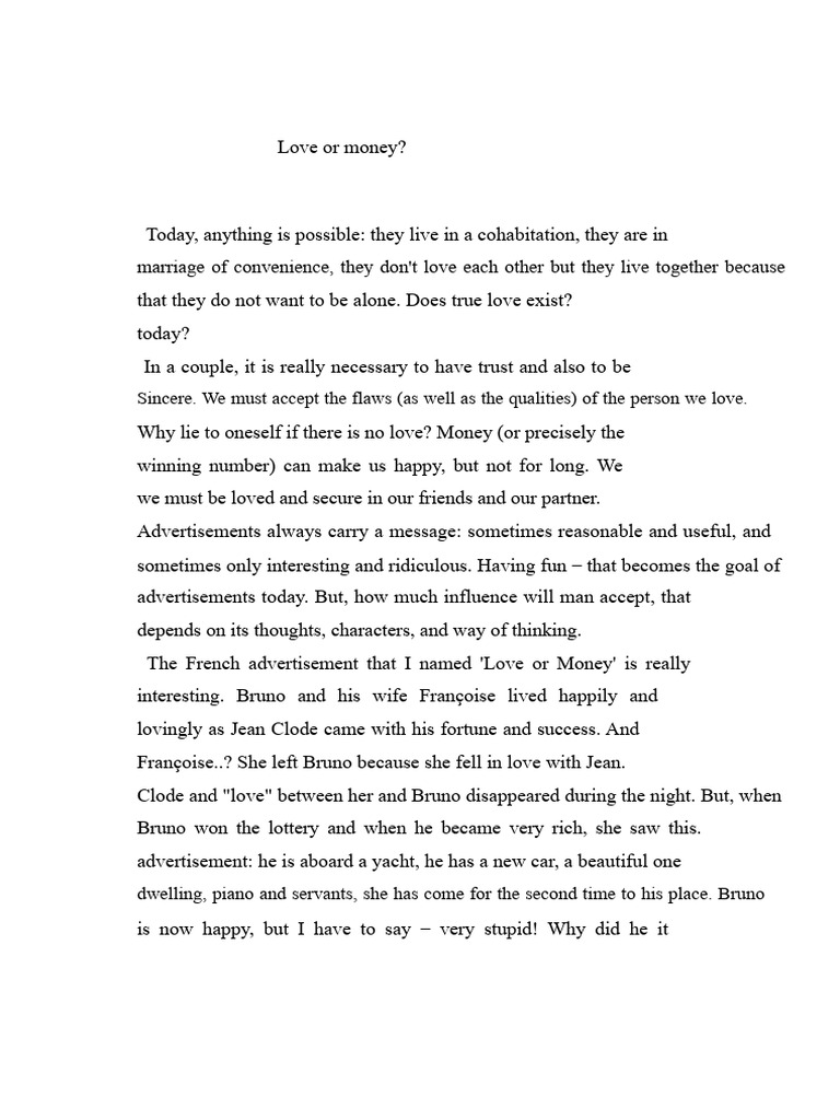 Love vs. Money in Relationships | PDF