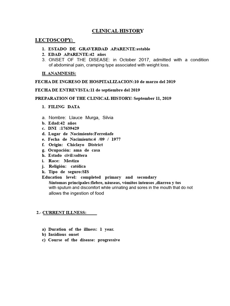 Stage IV Colon Cancer Patient History | PDF | Diseases And Disorders ...