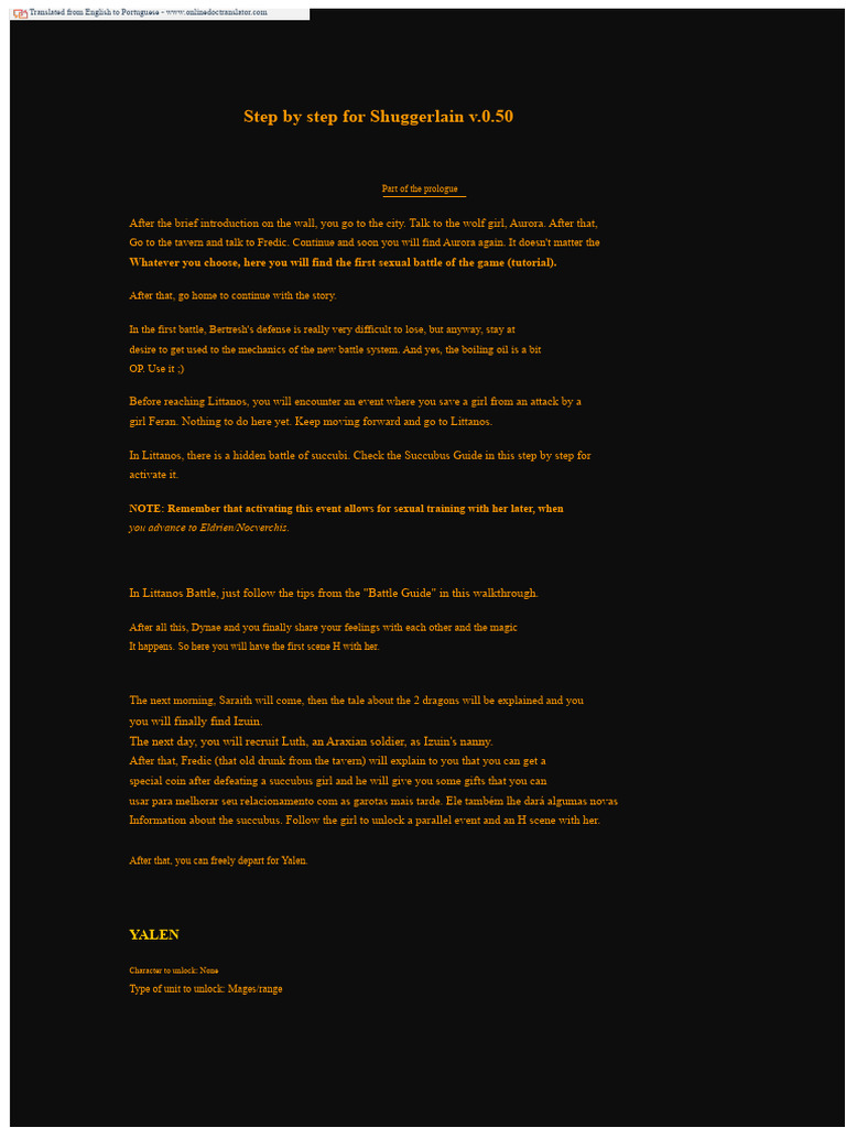 Shuggerlain v0.50 Walkthrough Guide | PDF