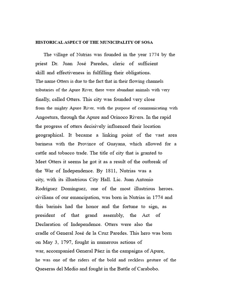 History and Culture of Sosa Municipality | PDF