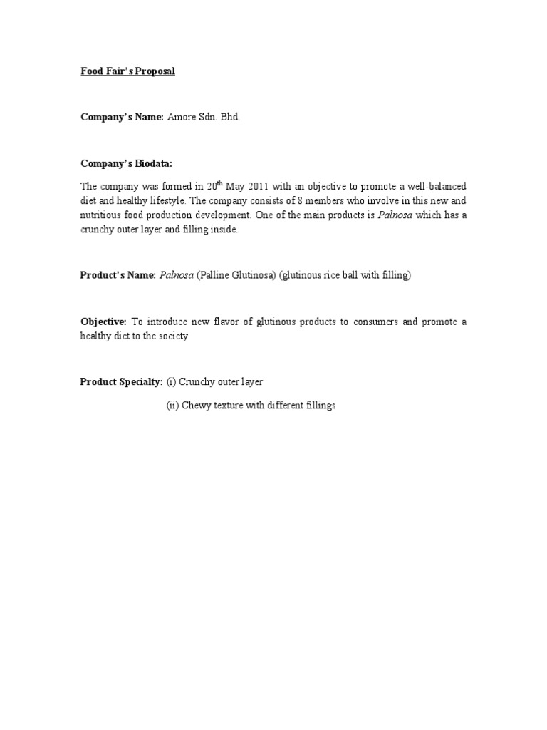 Food Fair Proposal | Cooking | Food & Wine