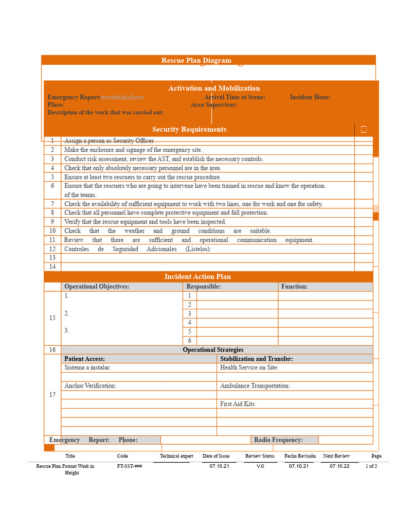 Rescue Plan Format For Heights | PDF | Emergency | First Aid