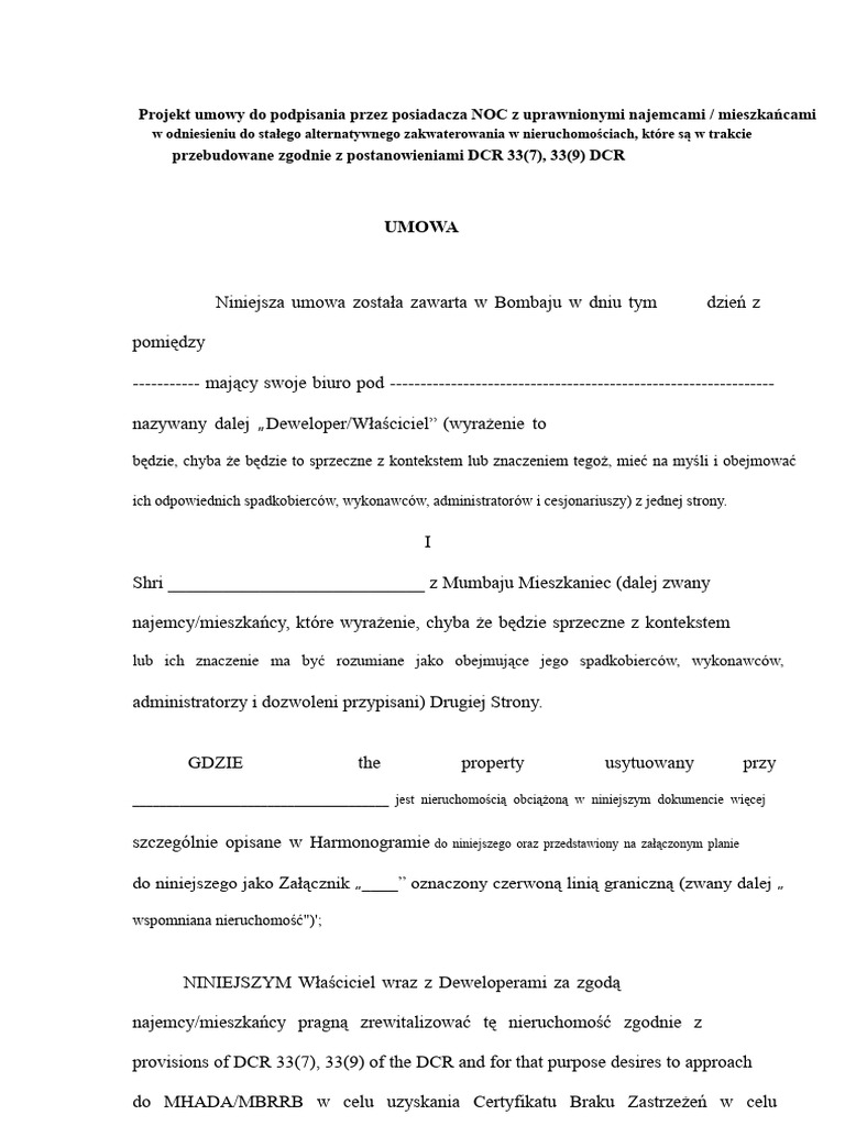 Mhada - Maharashtra.gov - in Domyślny Plik Umowy Na NOC Od LA | PDF