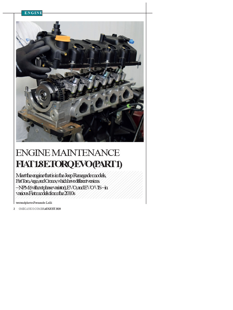 Fiat 1.8 E.torQ EVO Engine Overview | PDF | Vehicle Parts | Rotating ...