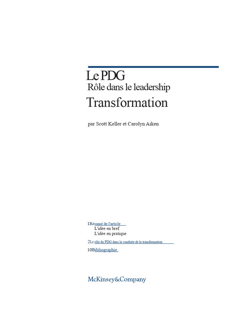 Rôle clé du PDG dans la transformation | PDF | Direction