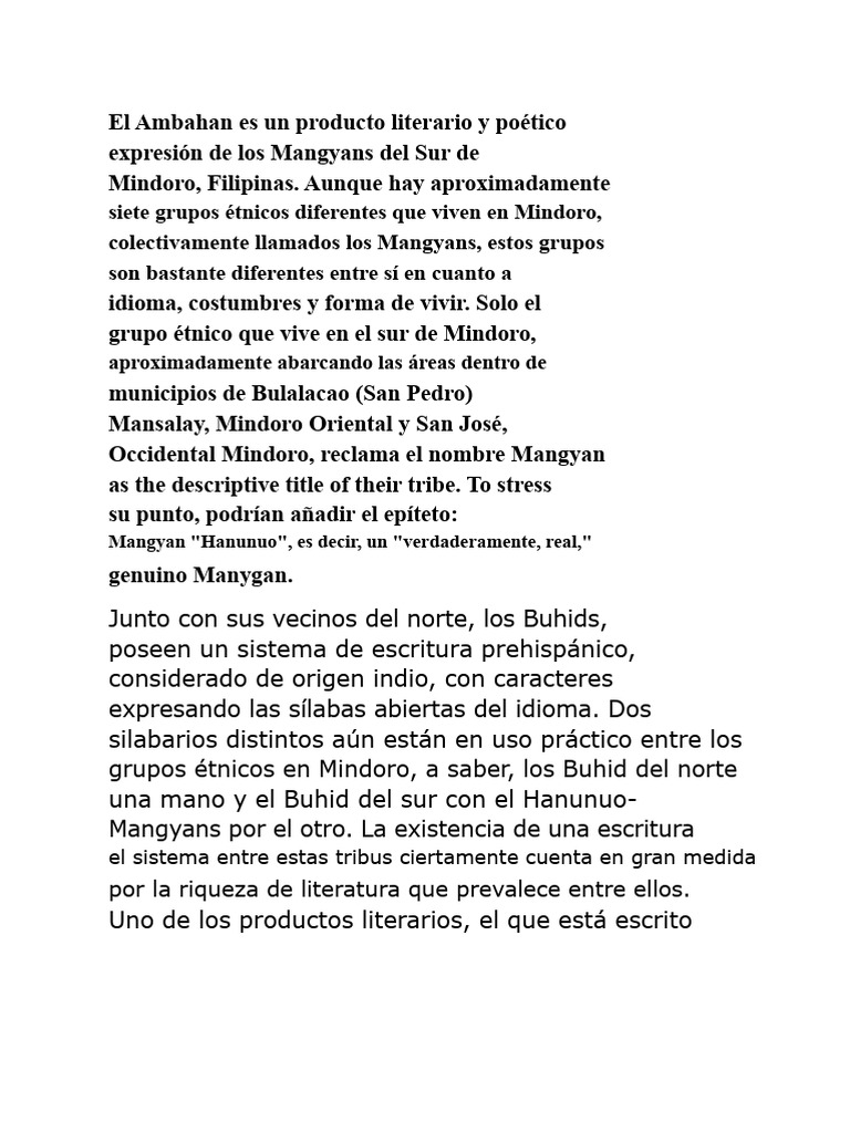 El Ambahan Es Un Producto Literario y Una Expresión Poética de Los ...