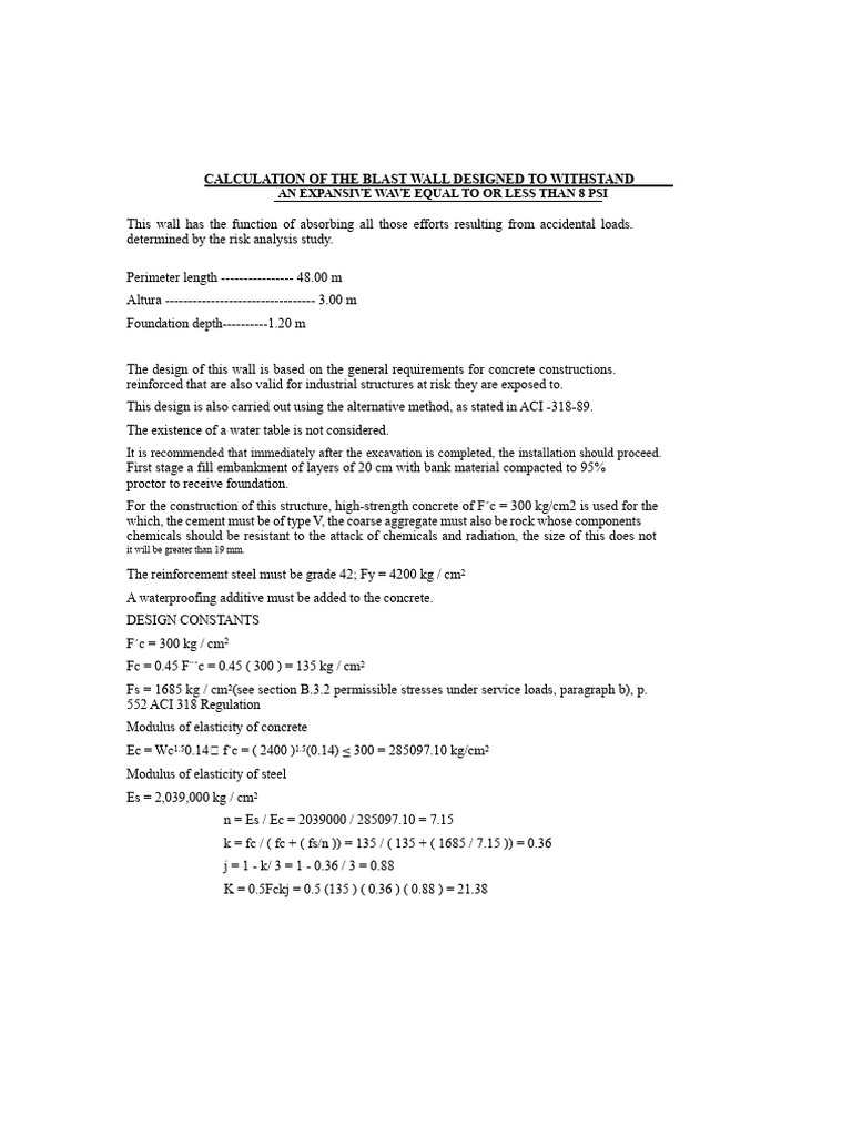 Calculation Report for Explosion Resistant Walls | PDF | Concrete | Civil Engineering