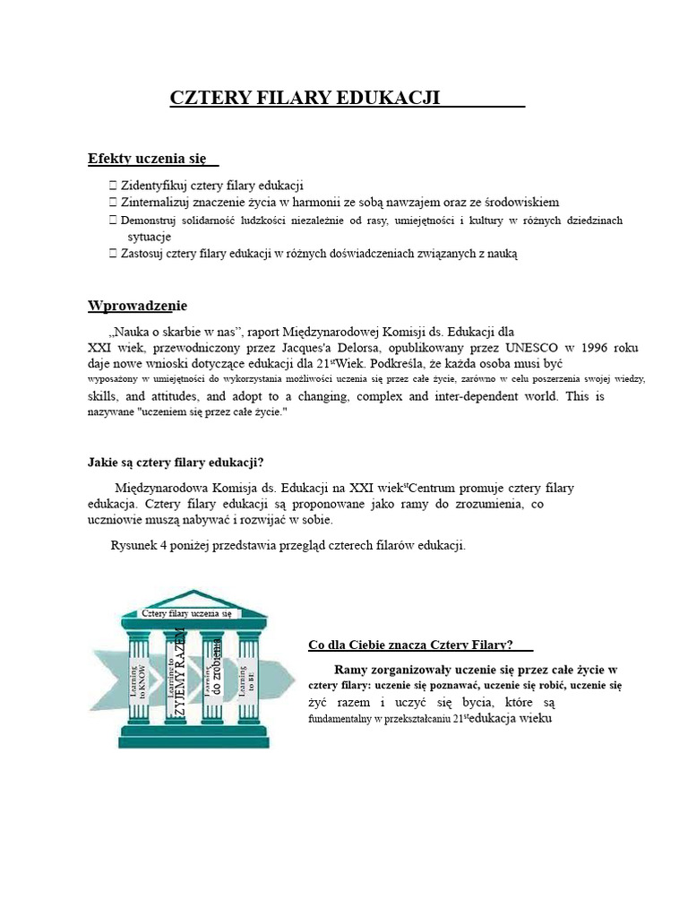 Cztery Filary Edukacji | PDF