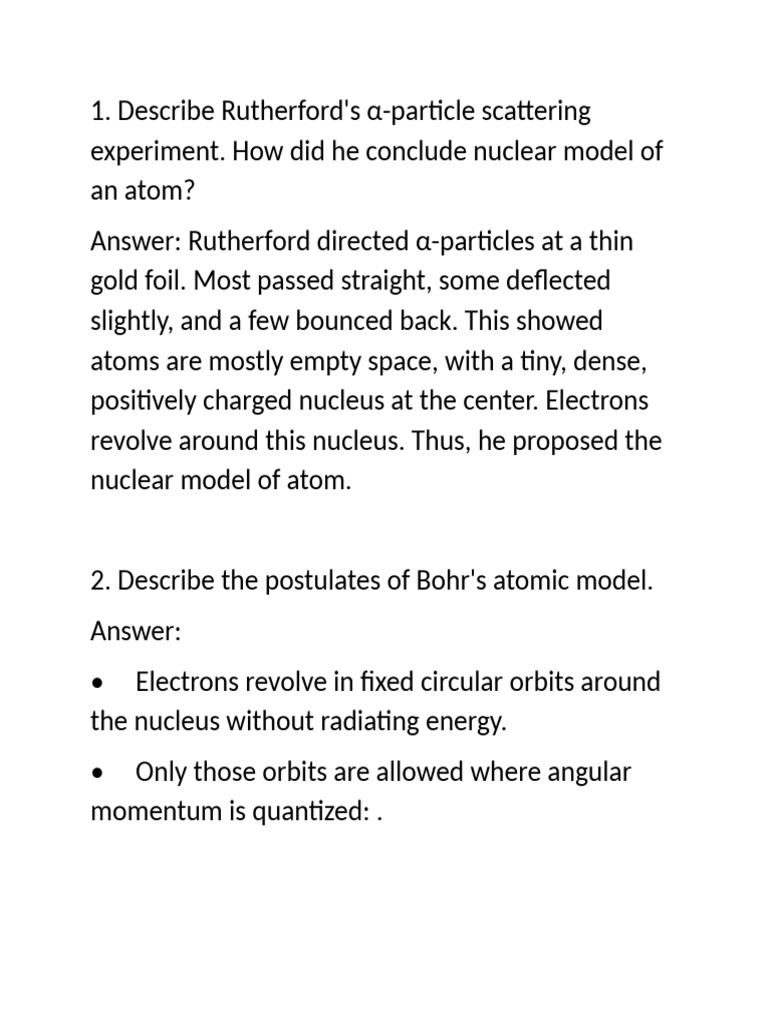 Rutherford and Bohr Atomic Models Explained | PDF | Atomic Orbital ...