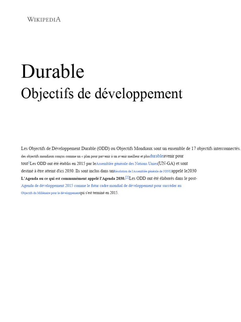Objectifs de Développement Durable 2030 | PDF | Développement durable ...