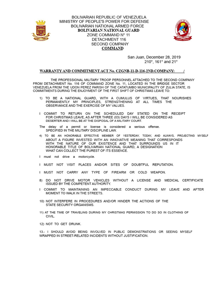 Christmas Permit Surety and Commitment Act 2020 | PDF | Military ...