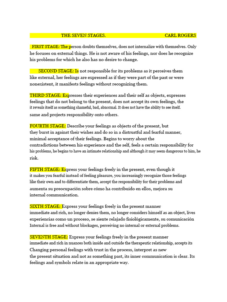 Understanding Carl Rogers' Seven Stages | PDF