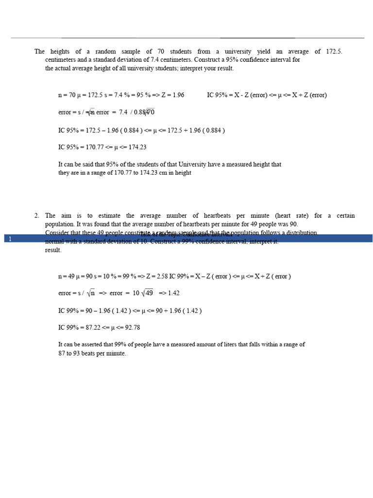 Task confidence intervals | PDF | Confidence Interval | Standard Deviation