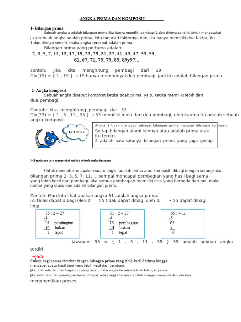 Panduan Angka Prima dan Komposit | PDF