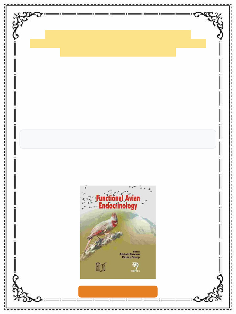 Functional Avian Endocrinology 1st Edition Alistair Dawson & Peter J ...