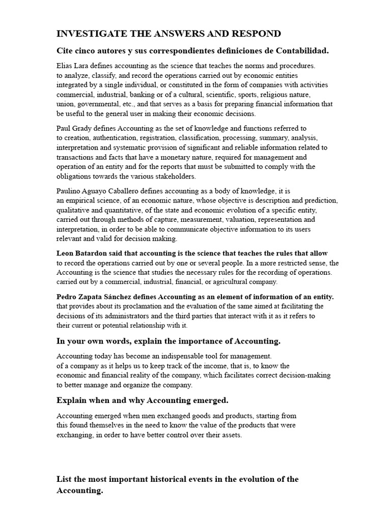 Definitions and Importance of Accounting | PDF | International ...