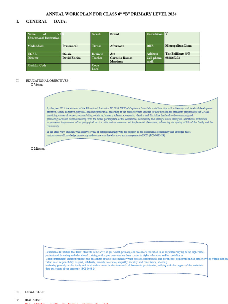 Class 6B Annual Work Plan 2024 | PDF | Knowledge | Faith