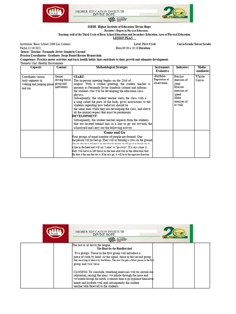 Lesson Plan for 3rd Grade Physical Education | PDF | Learning