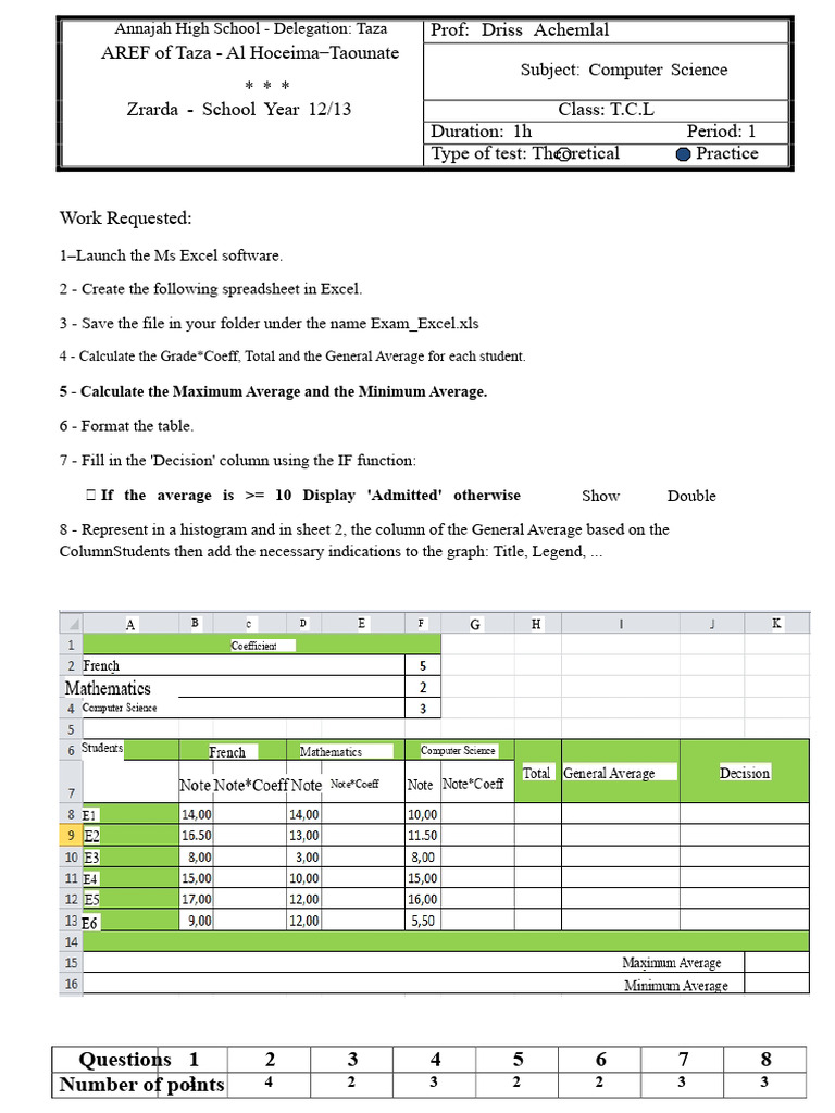 Excel 2013 Practical Exam | PDF