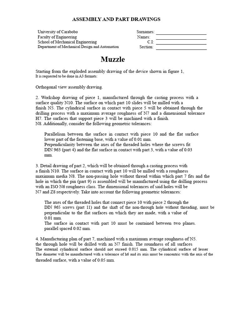 Mechanical Assembly and Part Drawings | PDF | Engineering Tolerance | Screw