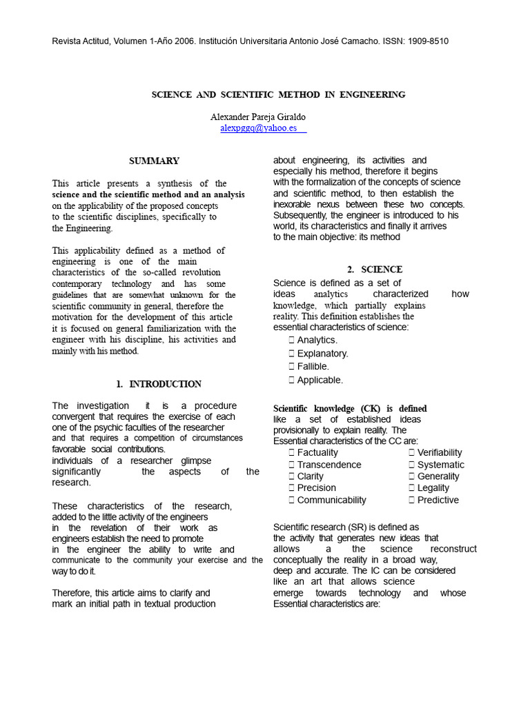 Article - Science and Scientific Method in Engineering | PDF ...