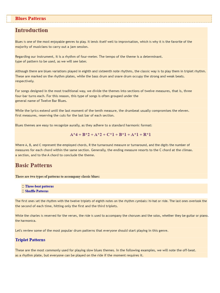 Essential Blues Drum Patterns Guide | PDF | Jazz | Blues