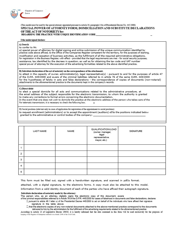 Special Power of Attorney Template | PDF | Signature | Power Of Attorney