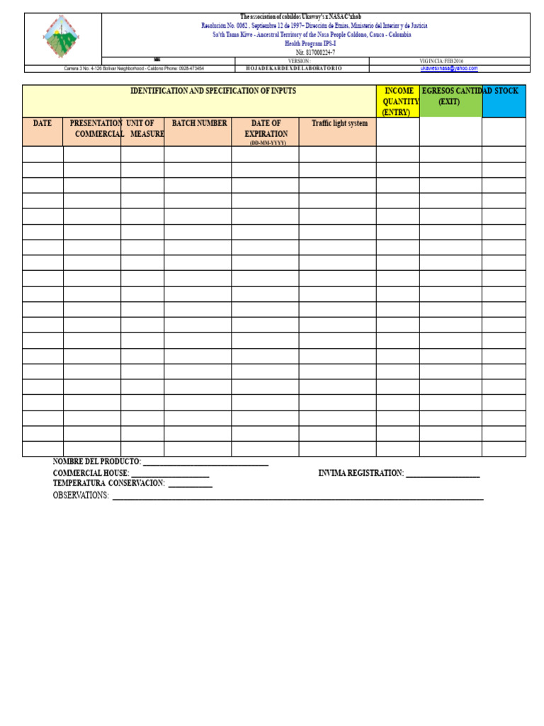 Kardex Format Manual Lab 2016 | PDF