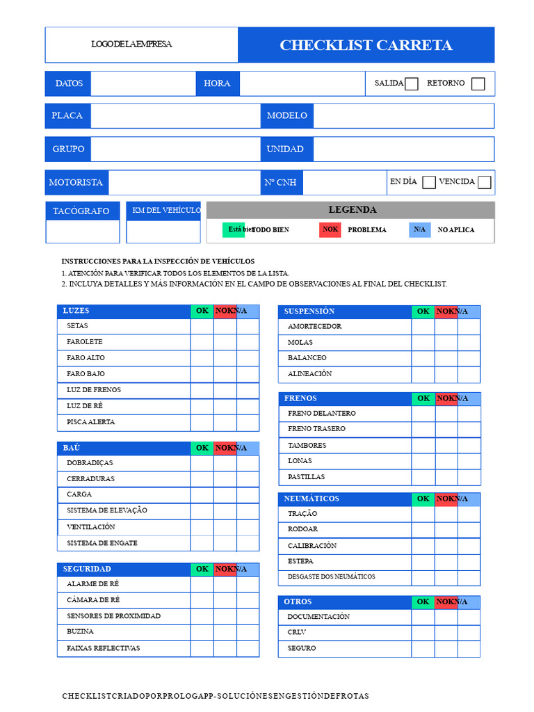Checklist de Inspección de Vehículos | PDF | Estilos de carrocería ...