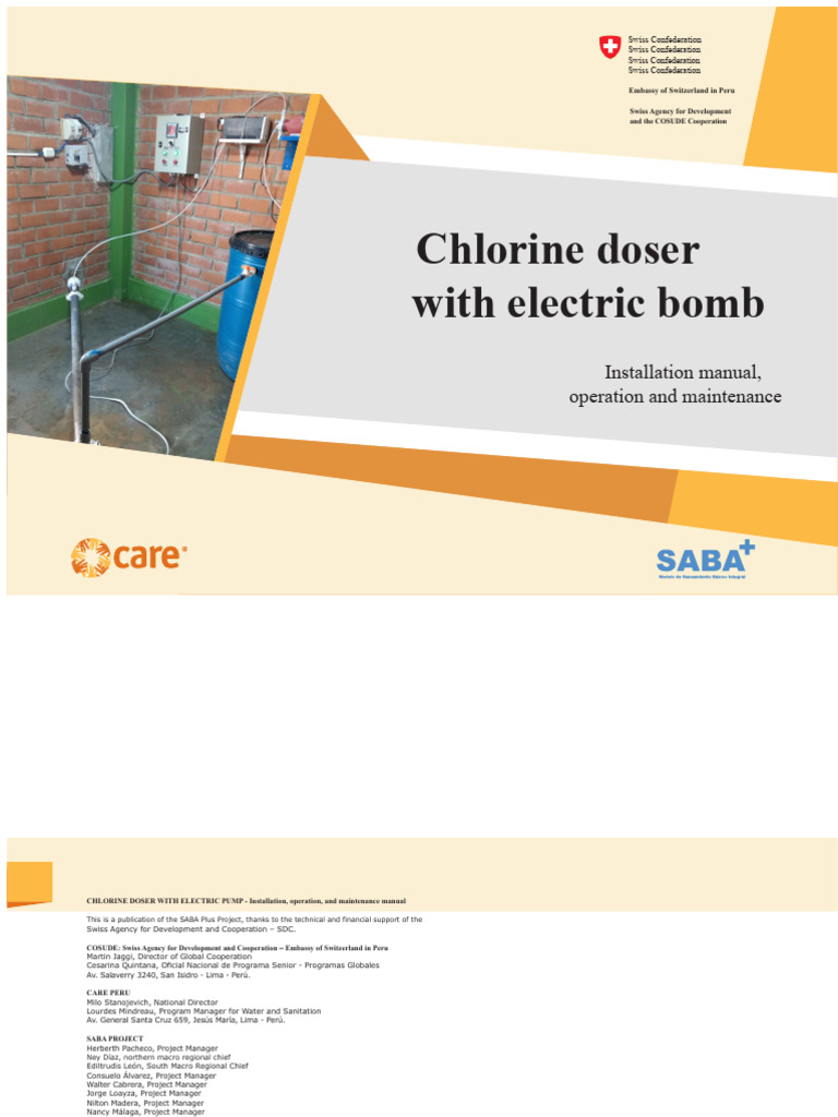 Chlorine Doser Installation Manual | PDF | Chlorine | Pump