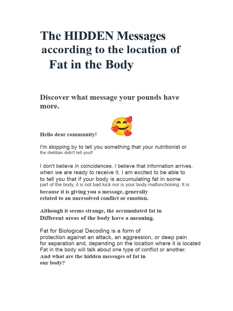 The HIDDEN Messages According To The Location of Fat in The Body | PDF ...